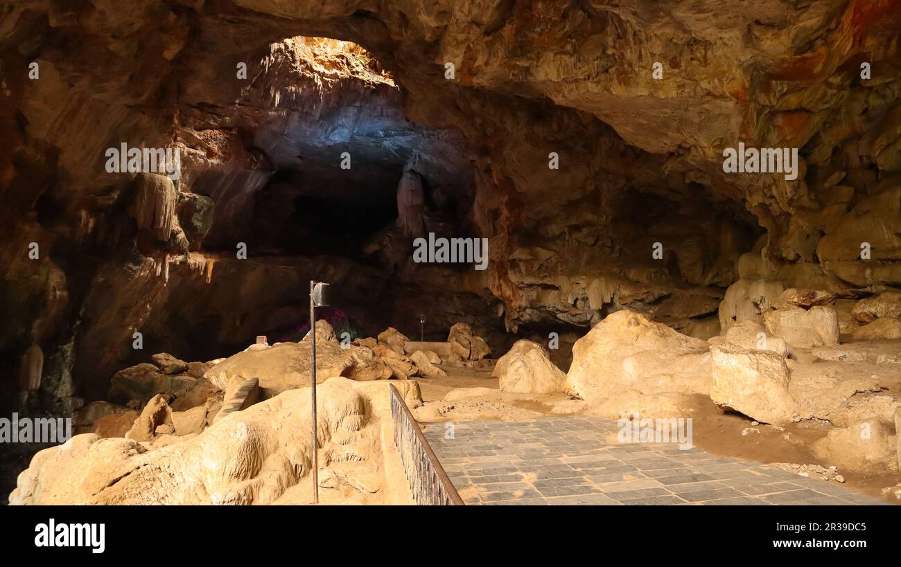 Stairs and Colourful Lighting Inside Borra Caves, Aruku Valley, Andhra ...