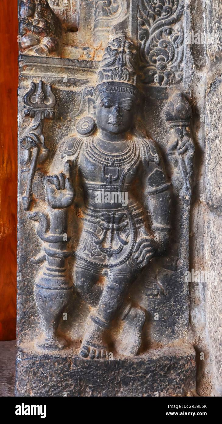 Sculpture of Doorkeeper of Lord Shiva at Sri Kamakshi Vaidyanatha Swamy ...