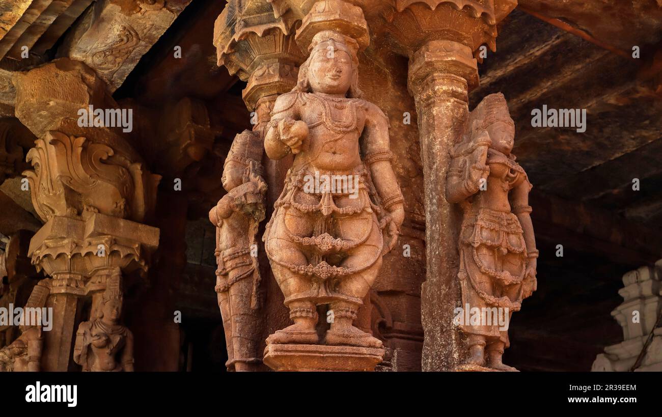 Hindu God and Goddesses carved on the Pillars of Kondandarama Temple ...