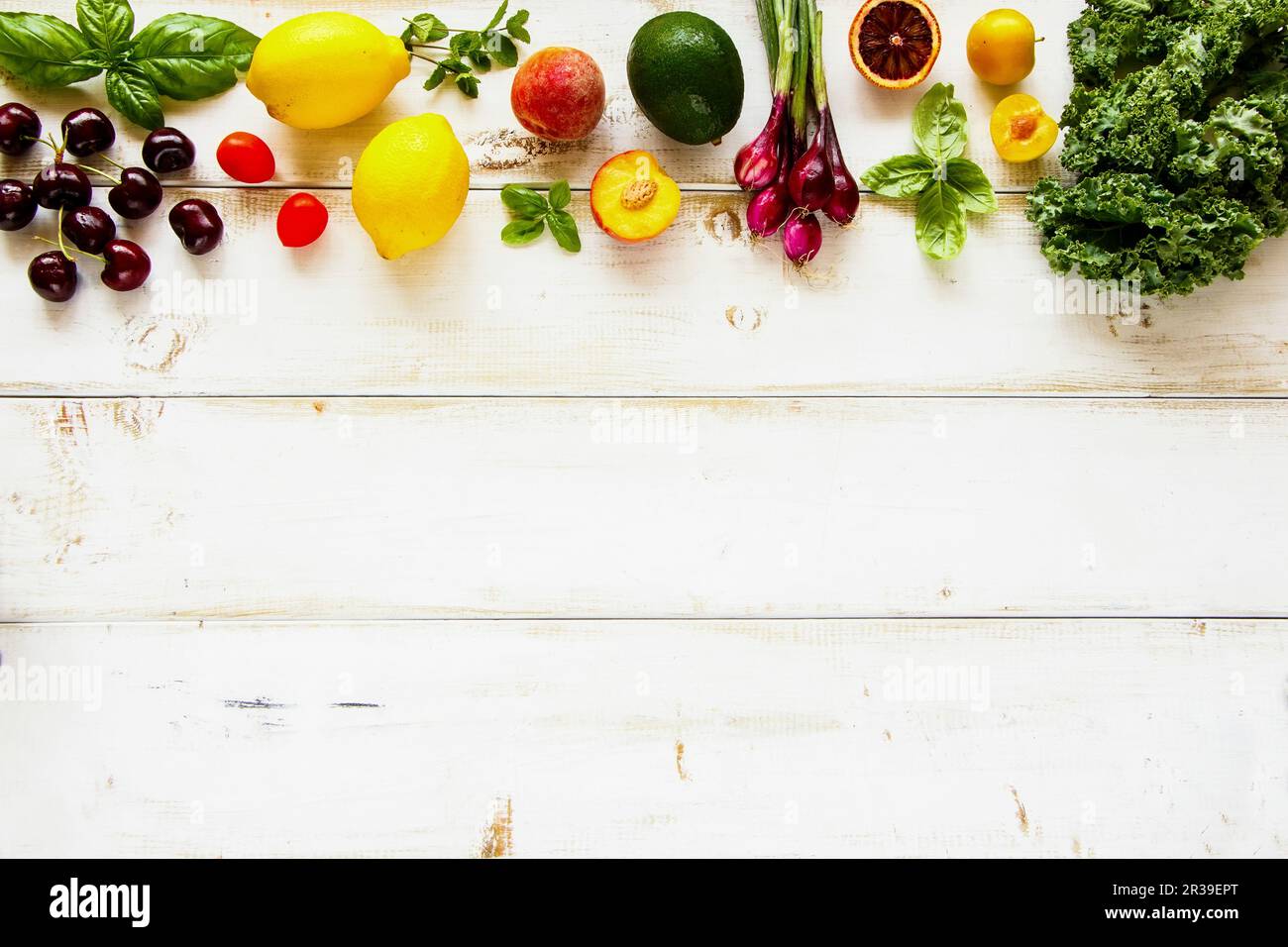 Summer organic fruit, vegetables and greens Stock Photo - Alamy