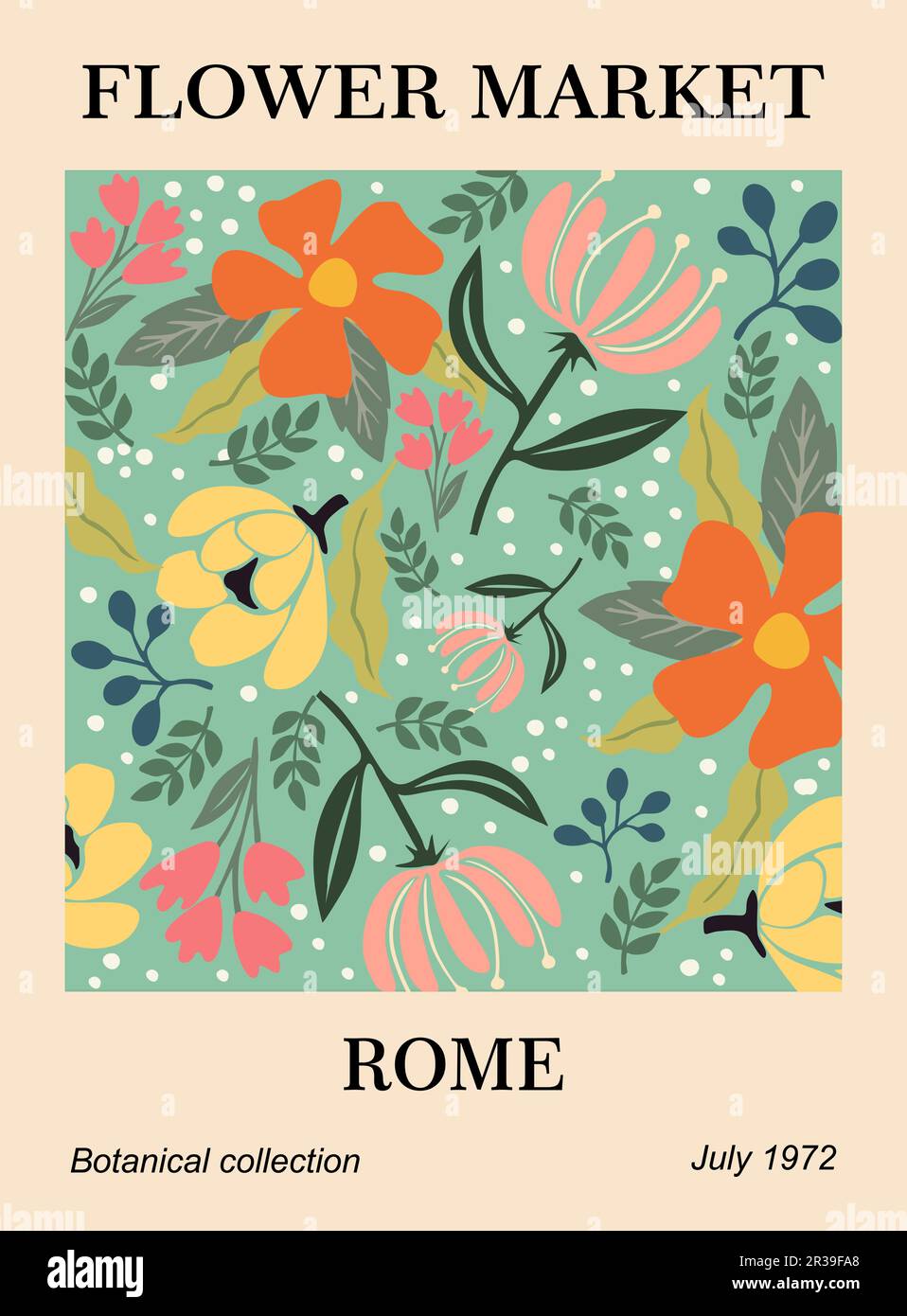Abstract Flower Market Rome poster vector art Stock Vector Image & Art ...