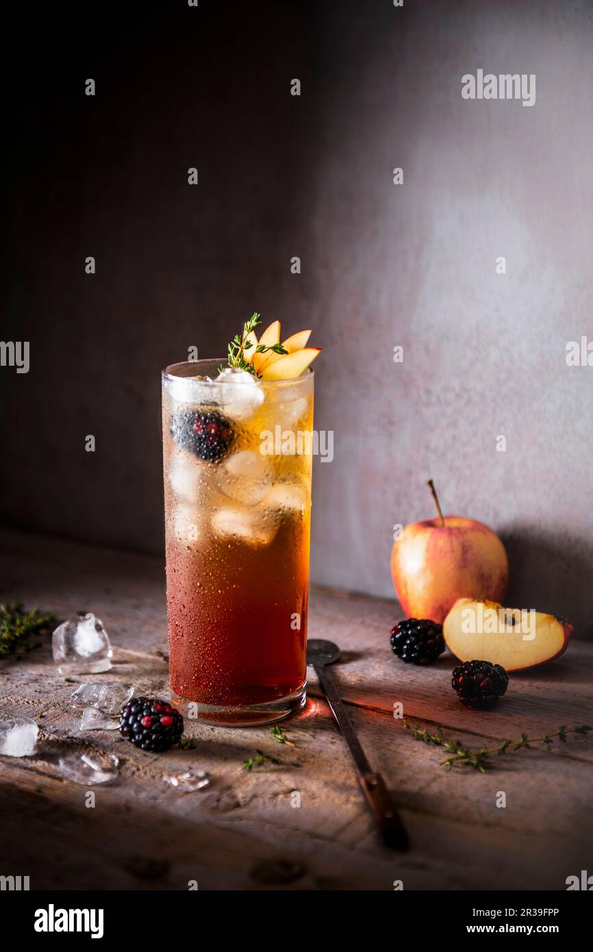 Blackberry and apple bramble cocktail Stock Photo - Alamy