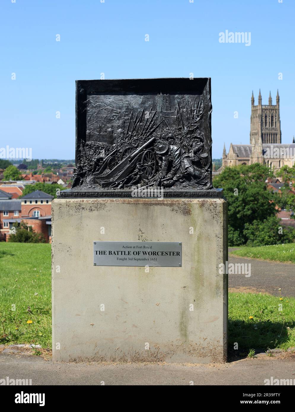 The battle of Worcester memorial at Fort royal park, Worcester, England ...