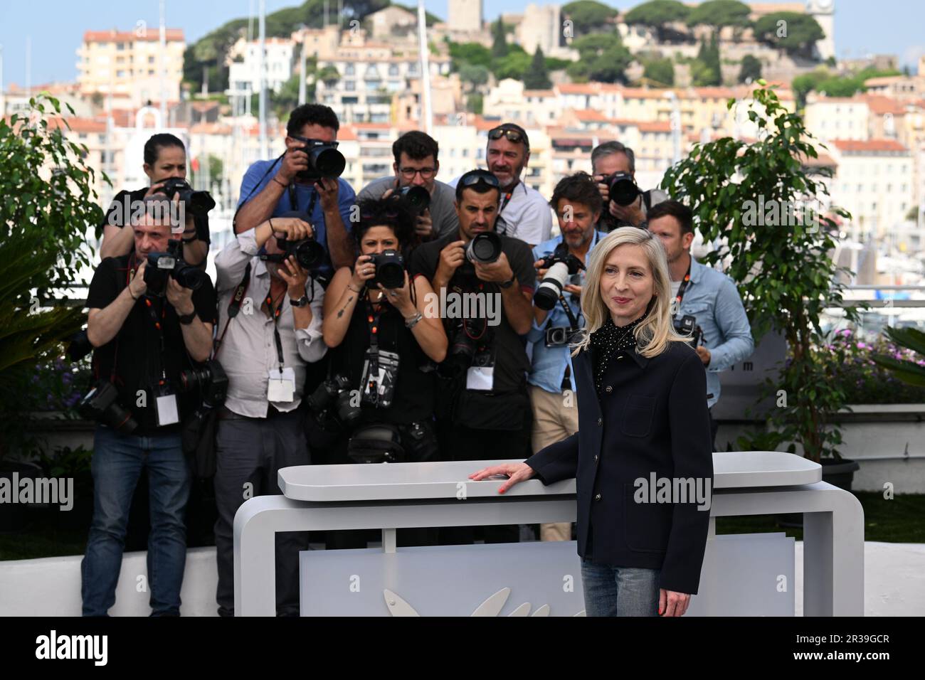 Jessica Hausner attends the photocall for Club Zero, during the 76th Cannes Film Festival in ...