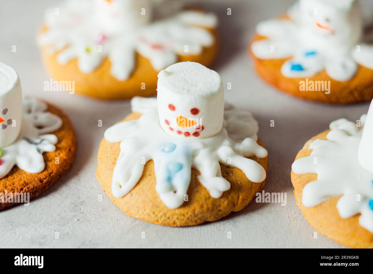 Melting snowman gingerbread for christmas celebration party Stock Photo ...