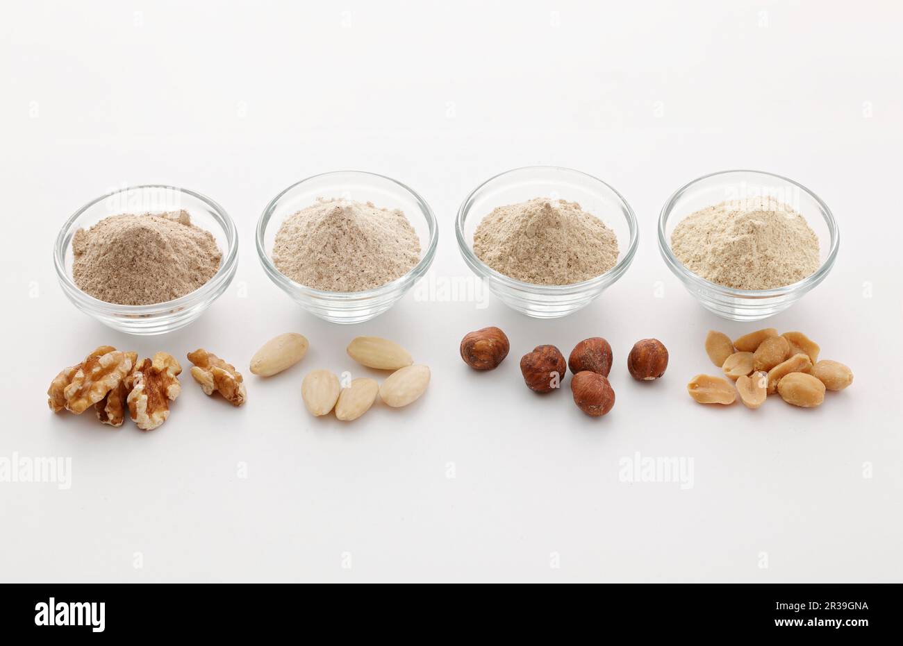 Various types of nut flour Stock Photo - Alamy