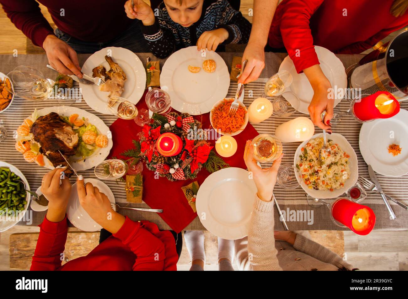 Traditional Christmas, New Year holiday celebration party Stock Photo ...