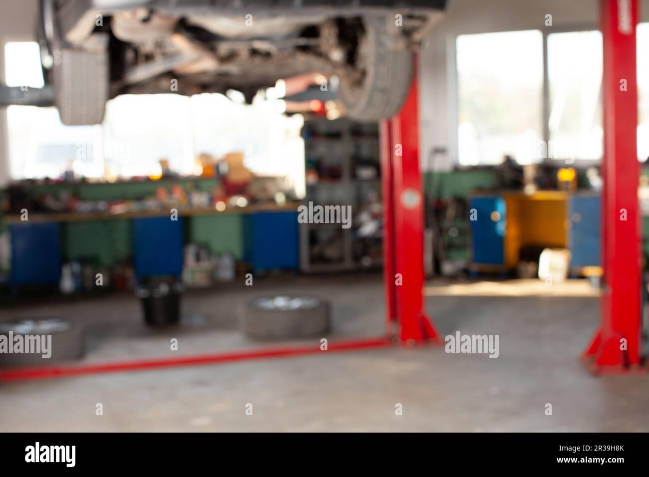 Auto repair service station blurred background for design Stock Photo ...