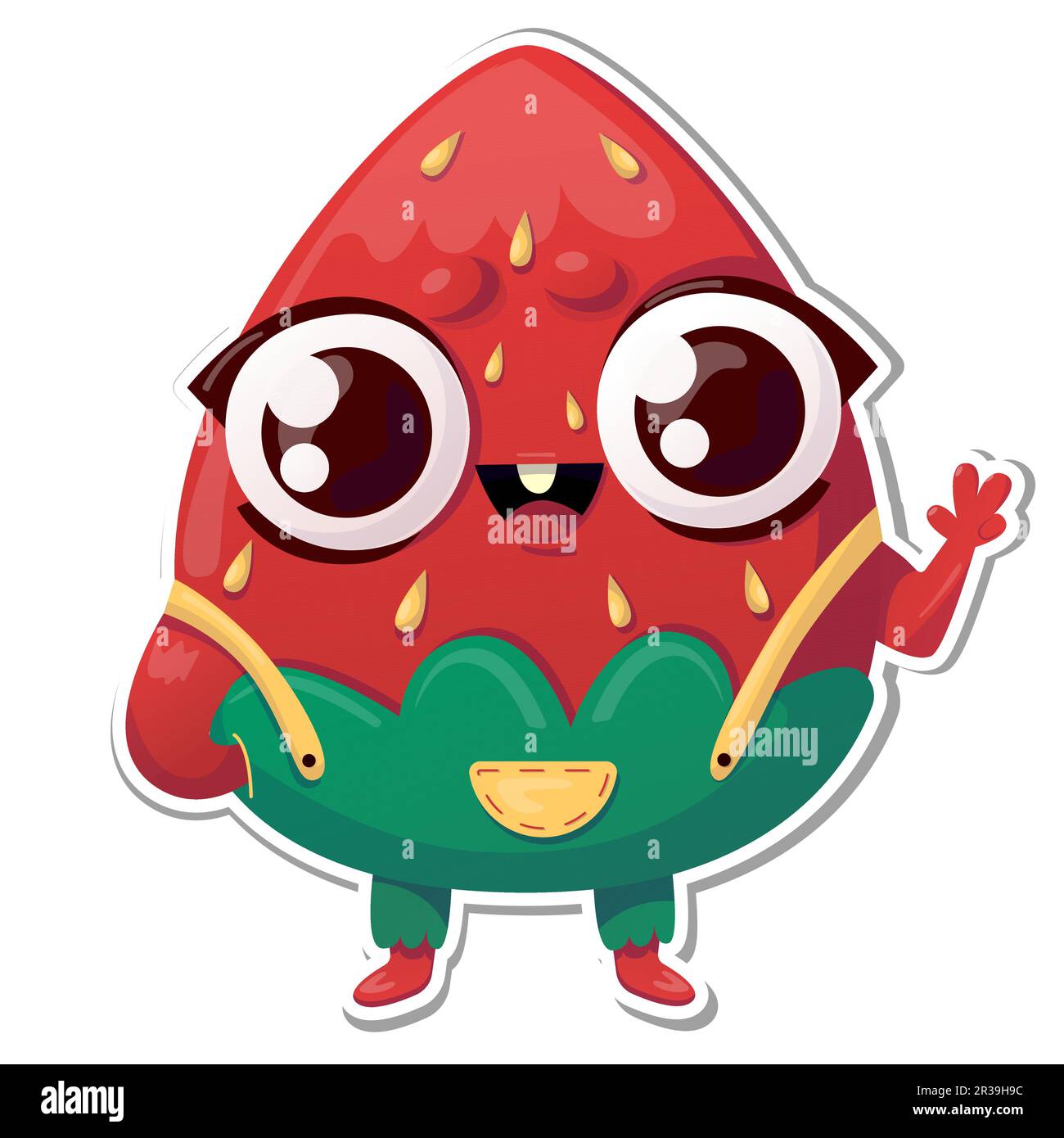 Vector illustration strawberry character sticker Stock Vector Image ...