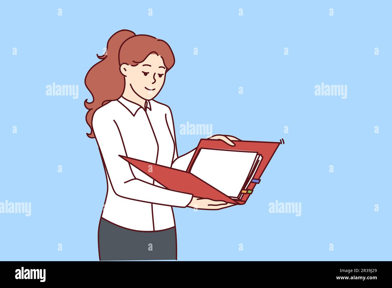 Businessperson in office reading documents Stock Vector Images - Alamy