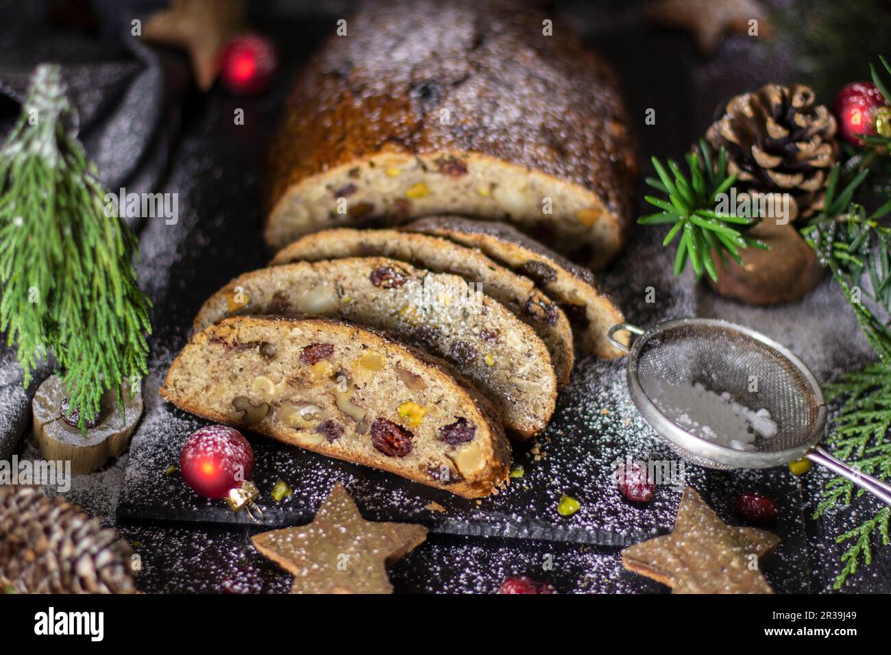 Christmas fruit loaf, sliced Stock Photo - Alamy