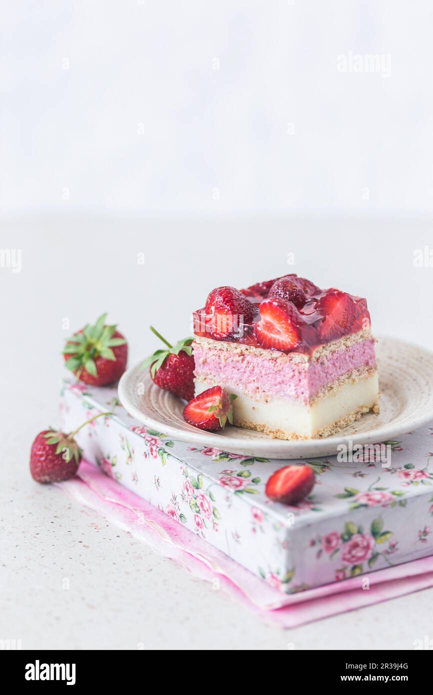A strawberry cream slice Stock Photo - Alamy