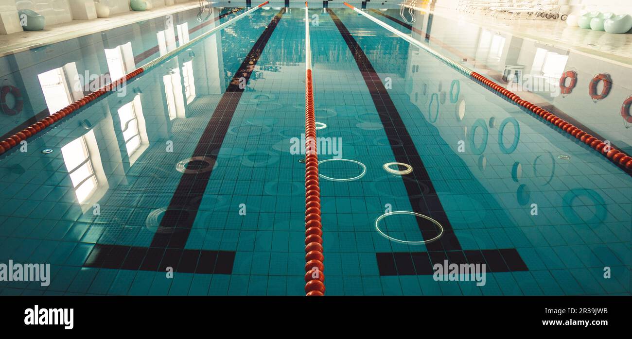 Indoor swimming pool with swim lanes Stock Photo - Alamy