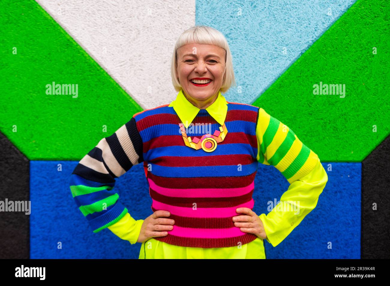 London, UK. 23 Mary 2023. British artist Morag Myerscough with her work ...