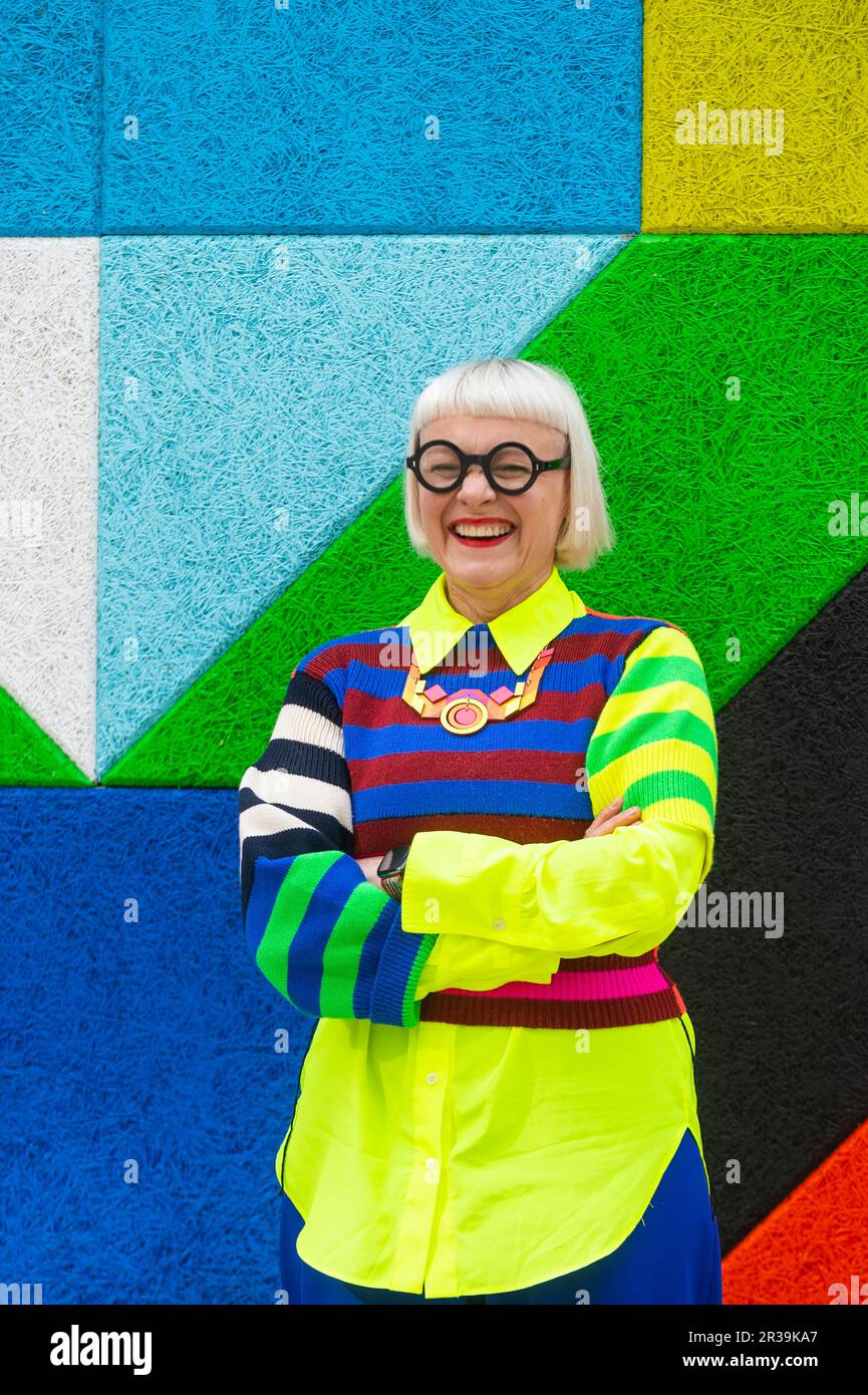 London, UK. 23 Mary 2023. British artist Morag Myerscough with her work ...