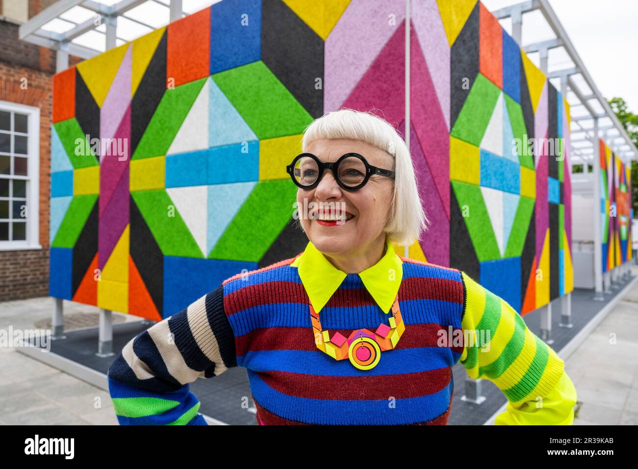 London, UK. 23 Mary 2023. British artist Morag Myerscough with her work ...