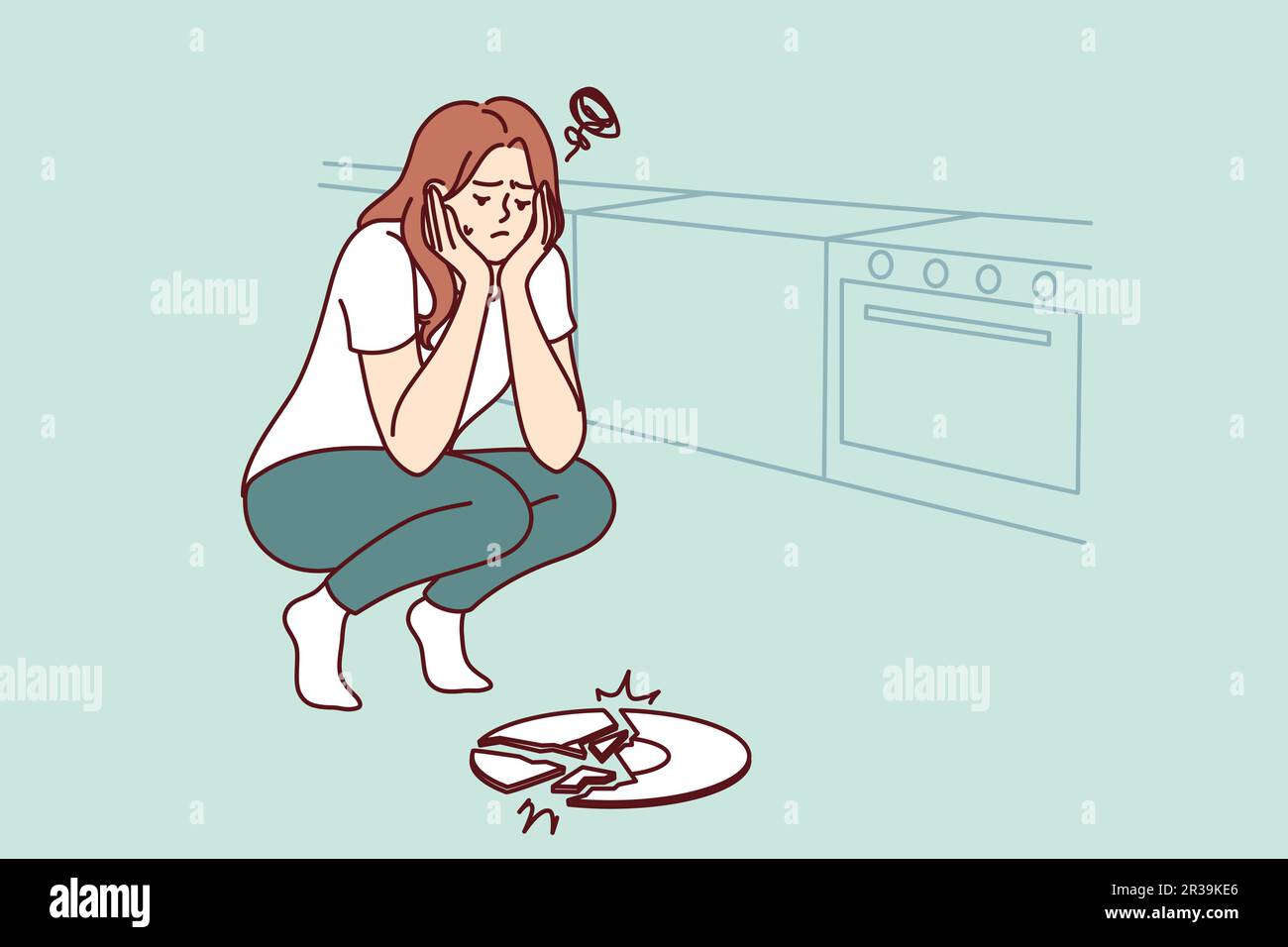 Woman cooking kitchen disorder Stock Vector Images - Alamy