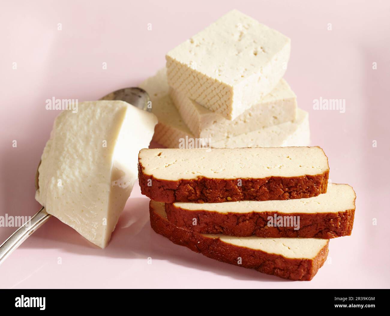 Various tofu varieties: silk tofu, natural tofu and smoked tofu Stock ...