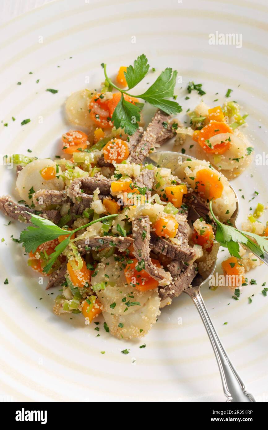 Light amaranth hash with beef Stock Photo - Alamy