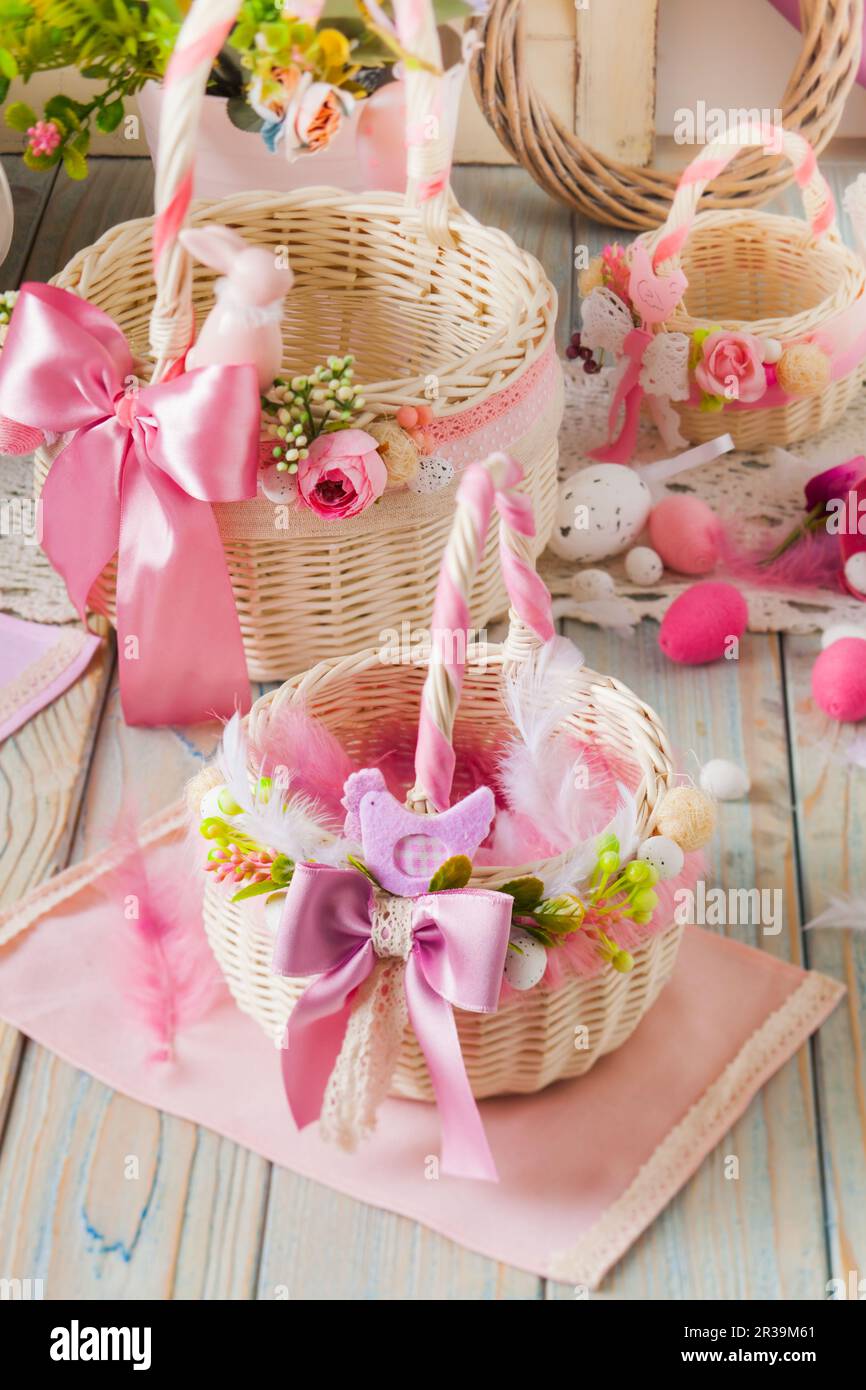 Set of decorated baskets, three different sizes Stock Photo - Alamy