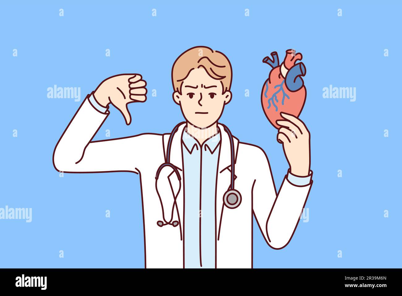 Man doctor for heart disease showing thumb down recommending taking ...