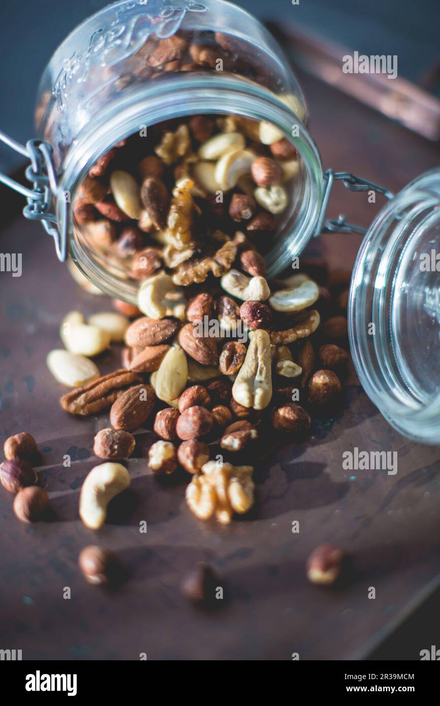 Nut variety in glass Stock Photo - Alamy
