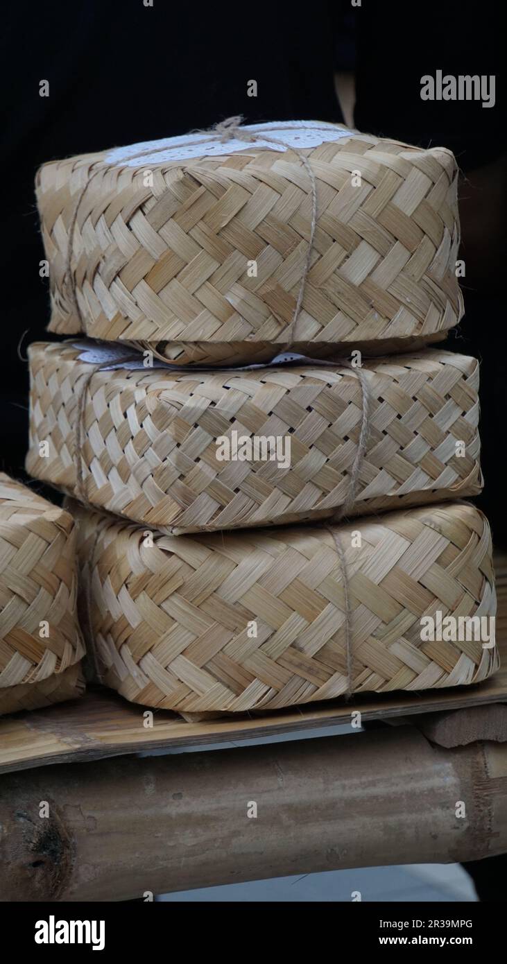 Indonesian rice box. This box is made of woven bamboo. This menu ...