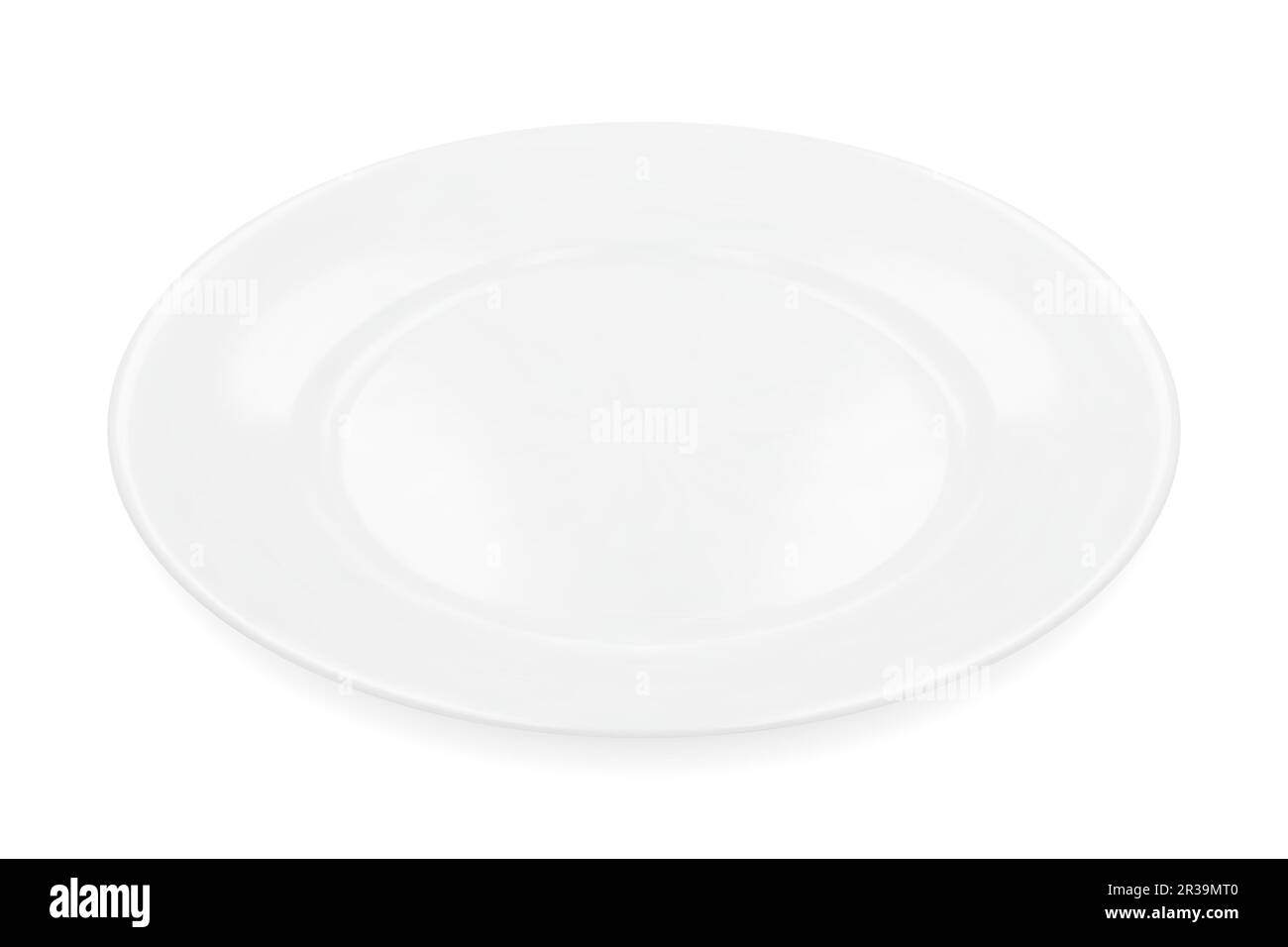 White round empty plate side view. Vector illustration isolated on ...