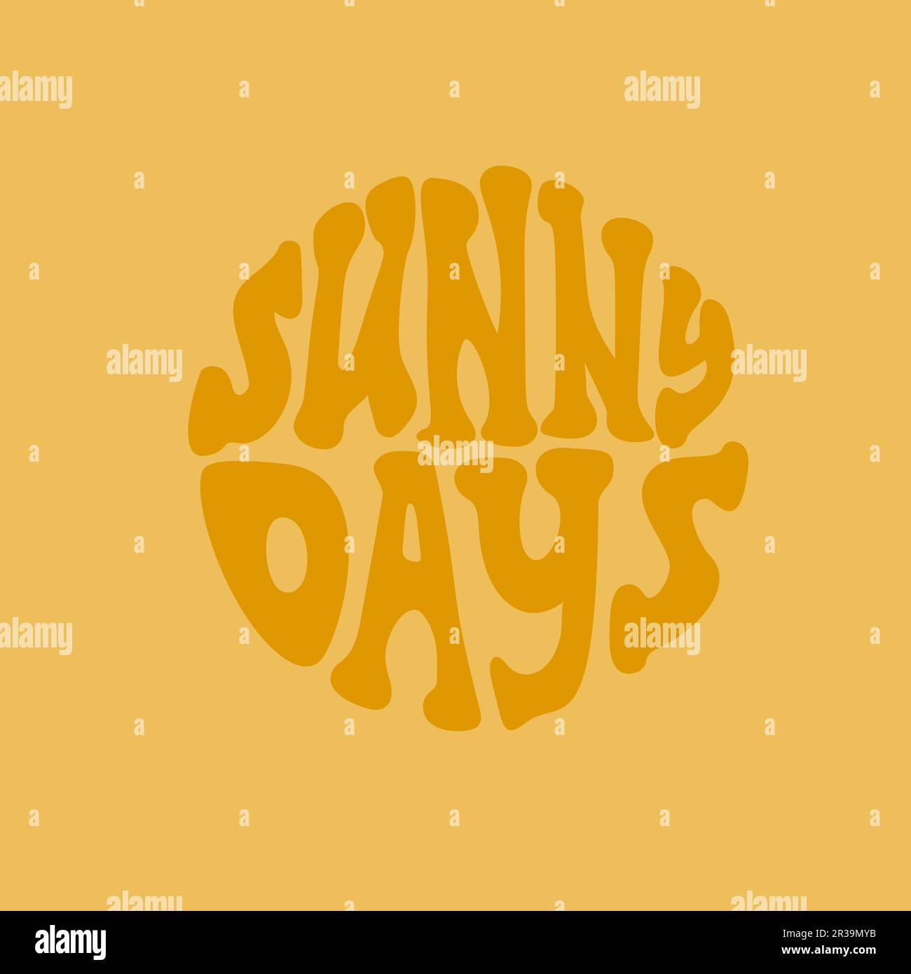 Sunny days lettering in groovy style isolated design in in a circle ...