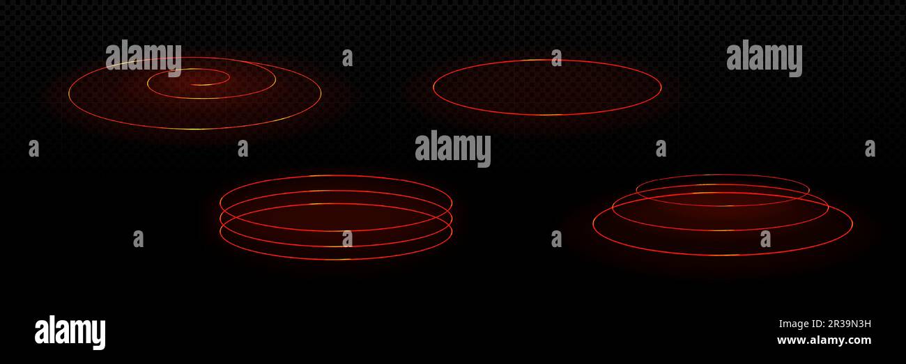 Microwave oven warm effect side view isolated set with red gradient ...