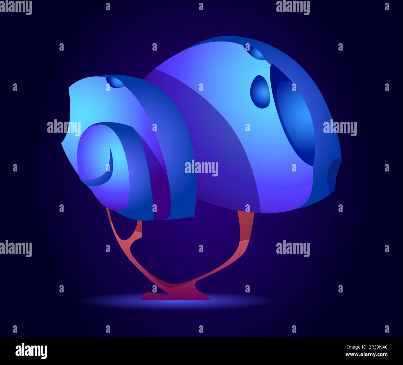 Fantasy tree with abstract blue crown for ui game about alien magic ...