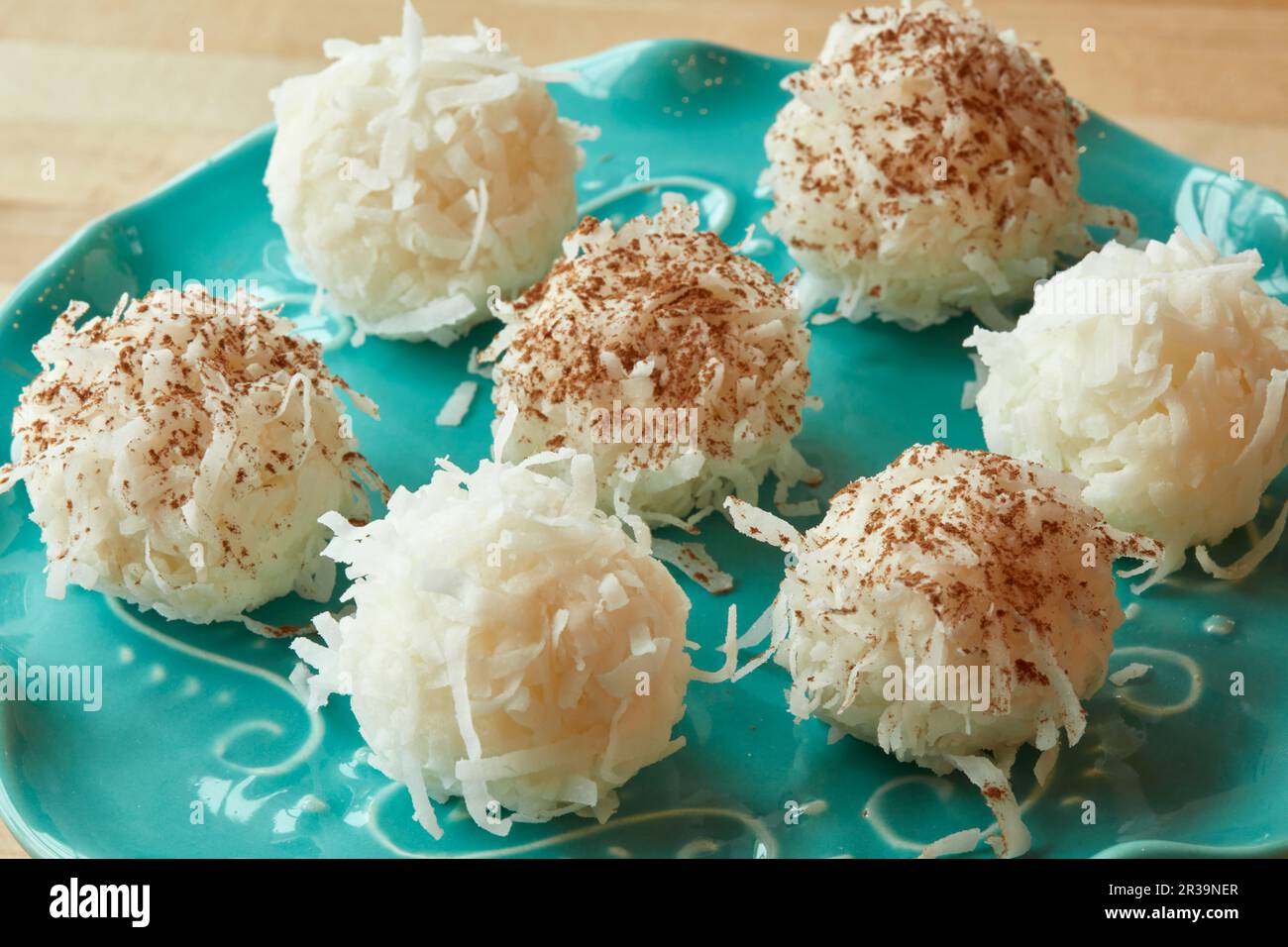 Ricotta truffles with grated coconut Stock Photo - Alamy