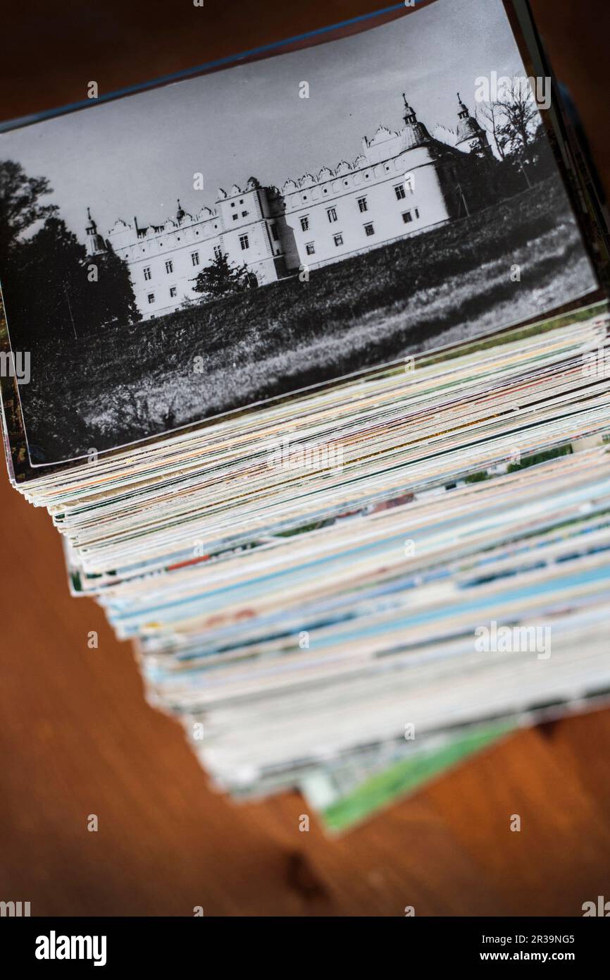 Stack of old postcards collection Stock Photo - Alamy