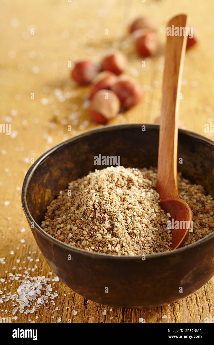 Homemade dukkah (North African spice mixture with nuts Stock Photo - Alamy