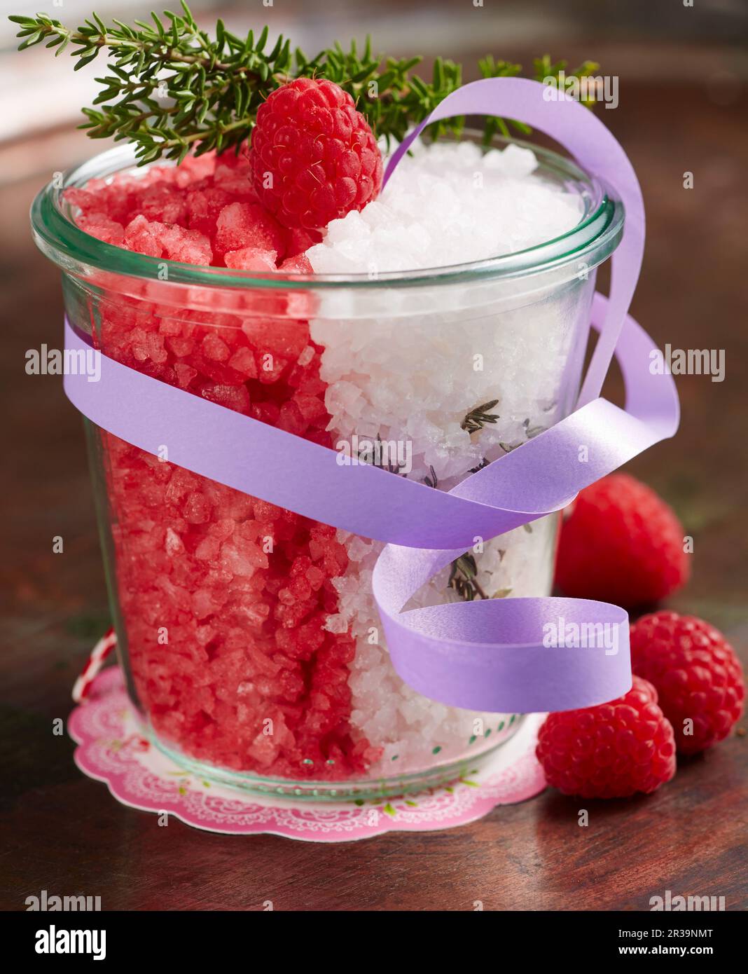 Homemade raspberry salt with fresh berries and coarse sea salt Stock ...