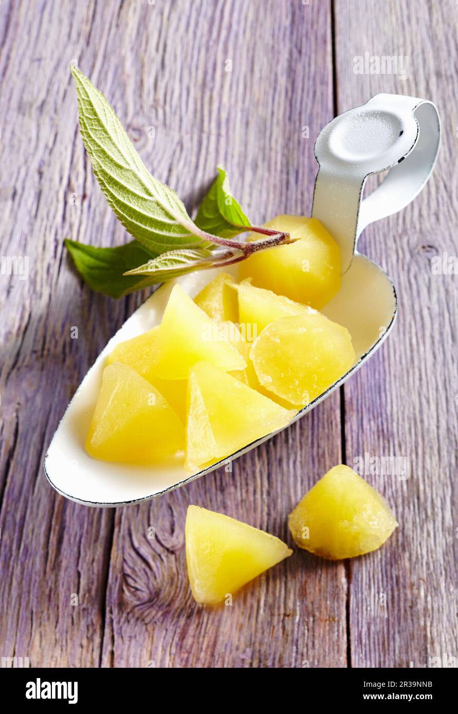 Homemade pineapple ice cubes Stock Photo - Alamy