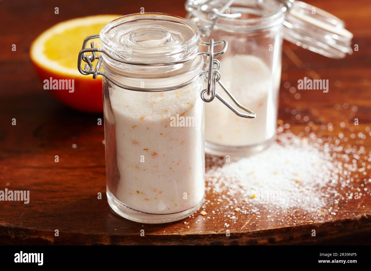 Homemade orange and lemon sugar in jars Stock Photo - Alamy