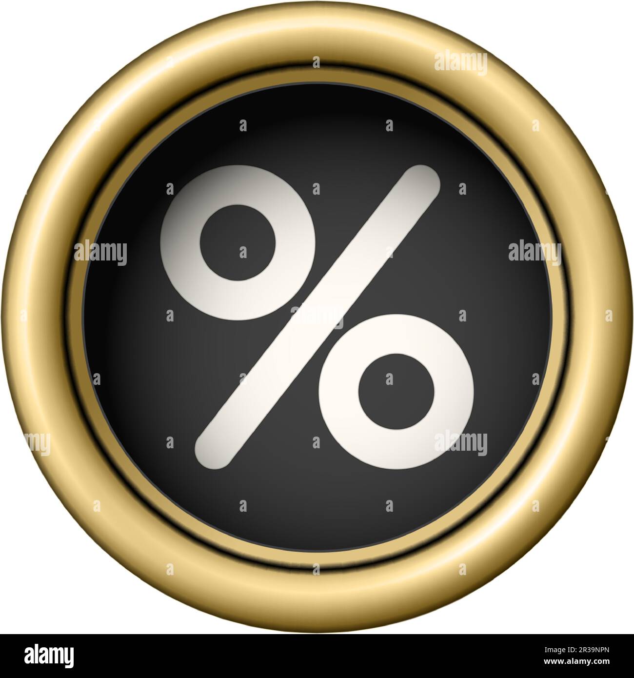Percent Symbol. Vintage golden typewriter button isolated on white ...