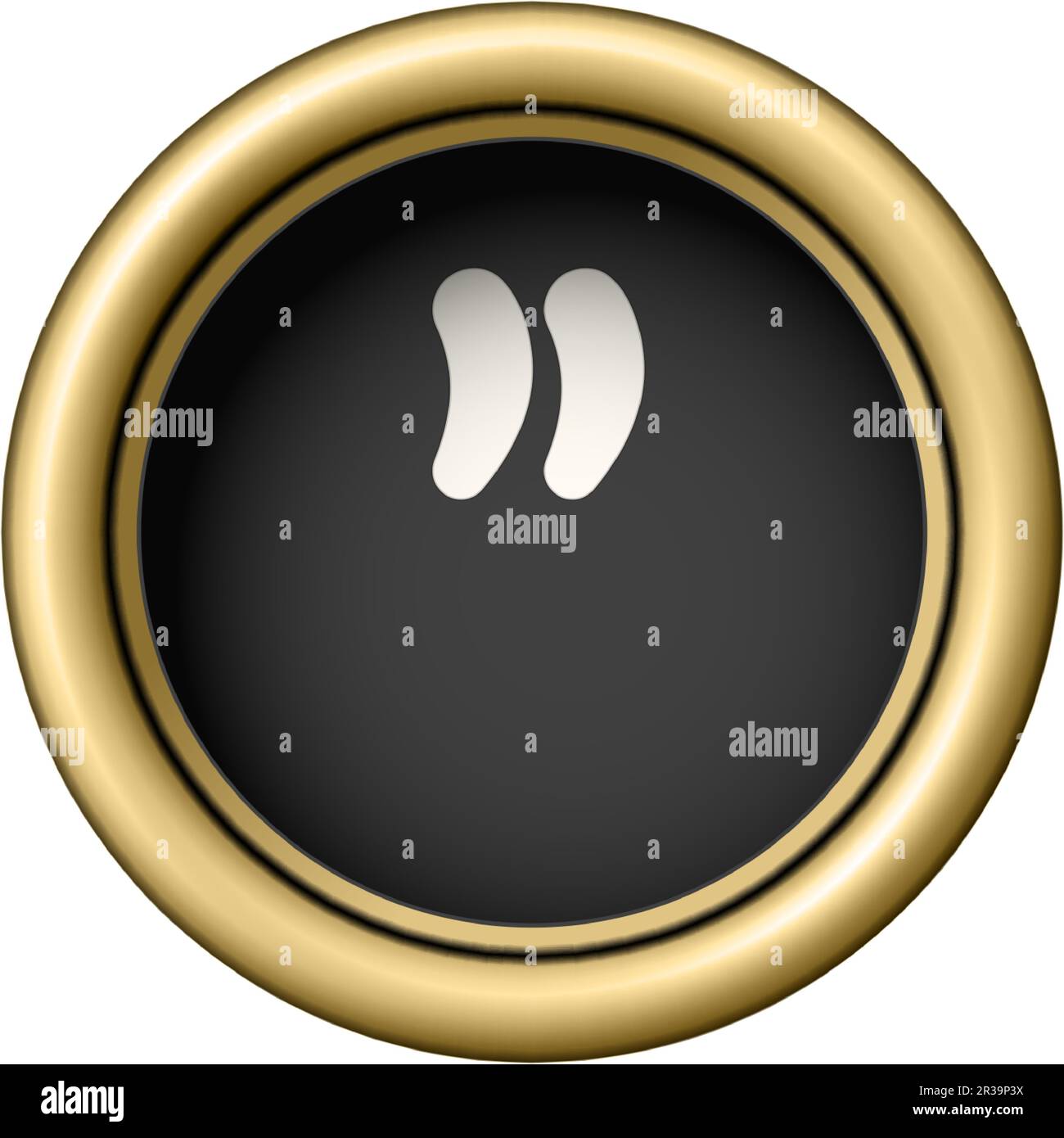 Quotation mark. Vintage golden typewriter button isolated on white ...