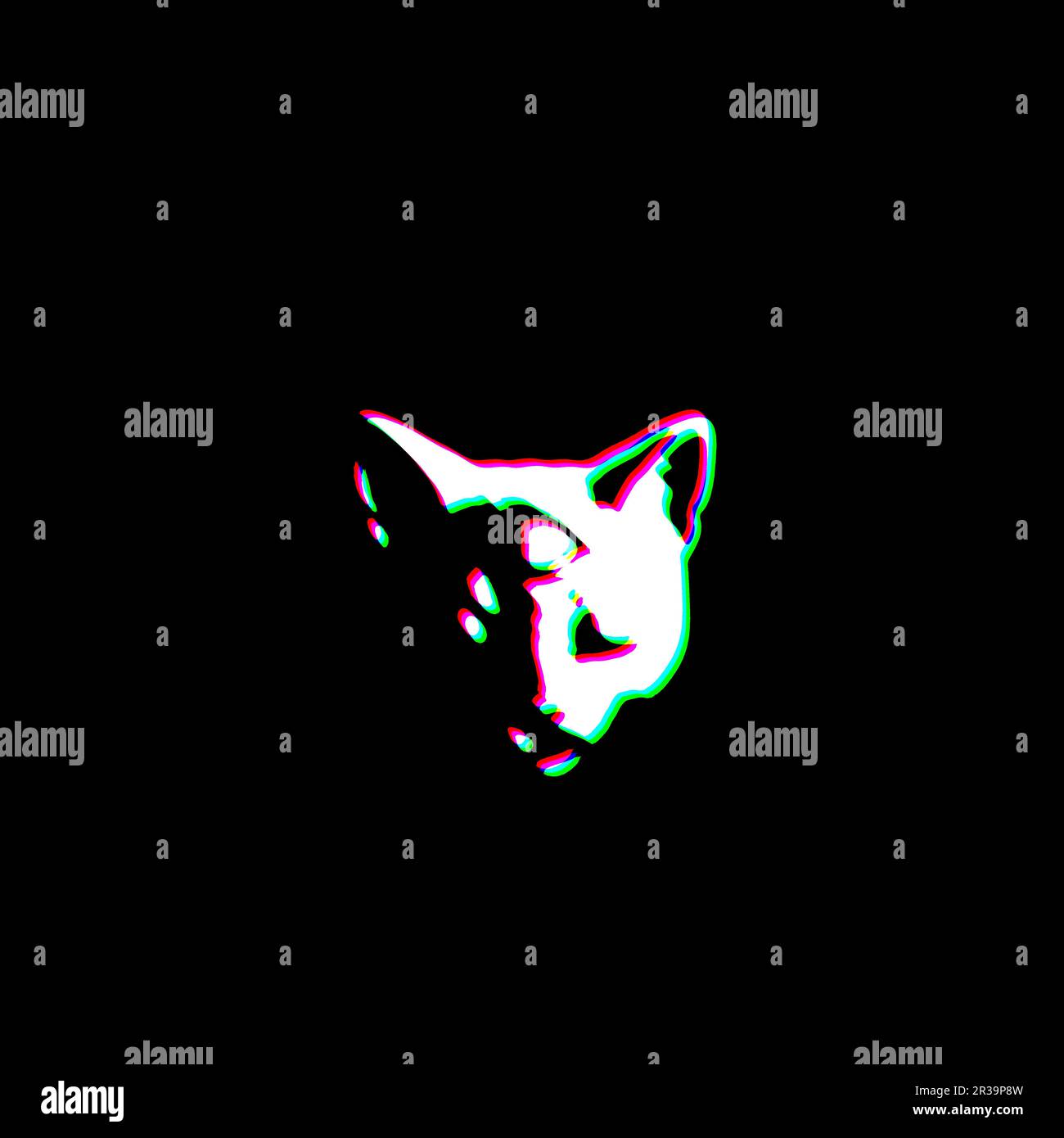 White Black Space Cat Psychic Eye Cat Head Mysterious Symbol Grudge ...