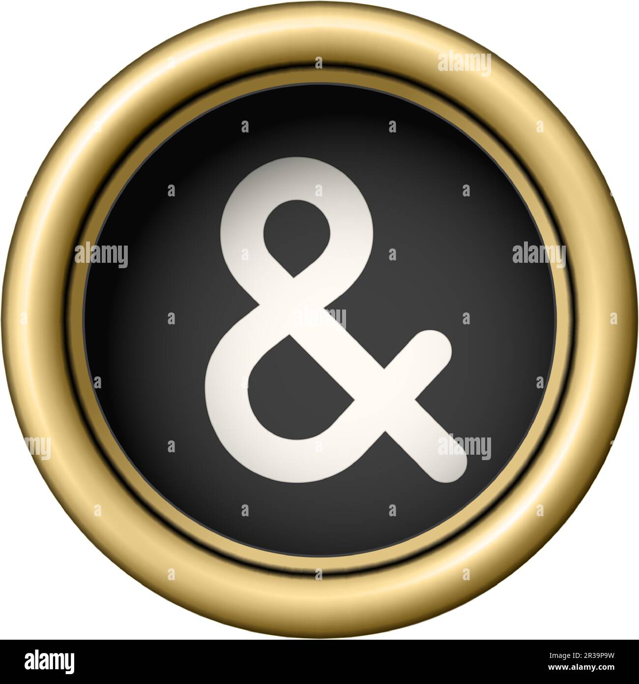 Ampersand Symbol. Vintage golden typewriter button isolated on white ...