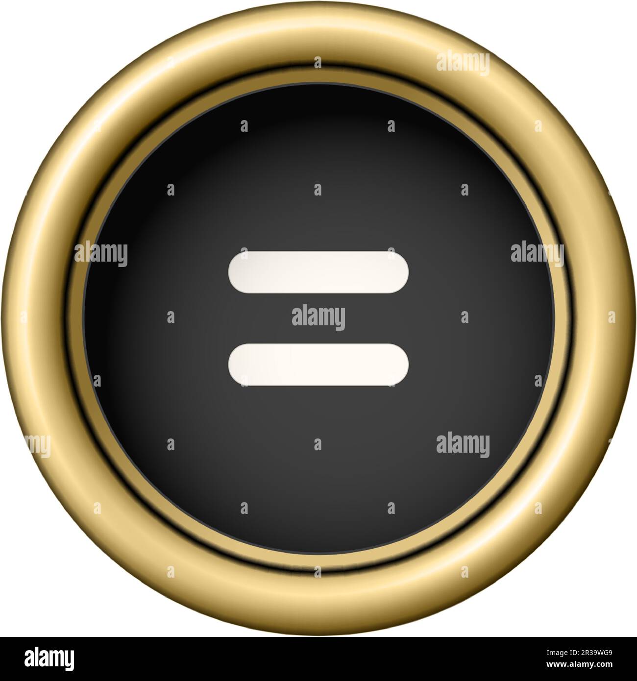 Equals sign. Vintage golden typewriter button isolated on white ...