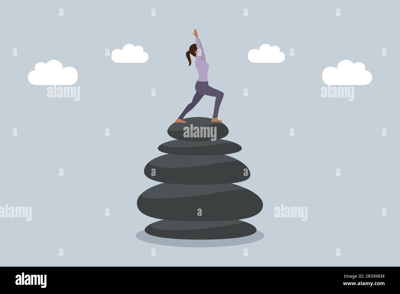 yoga girl on a stack of zen stones balance concept Stock Vector Image ...