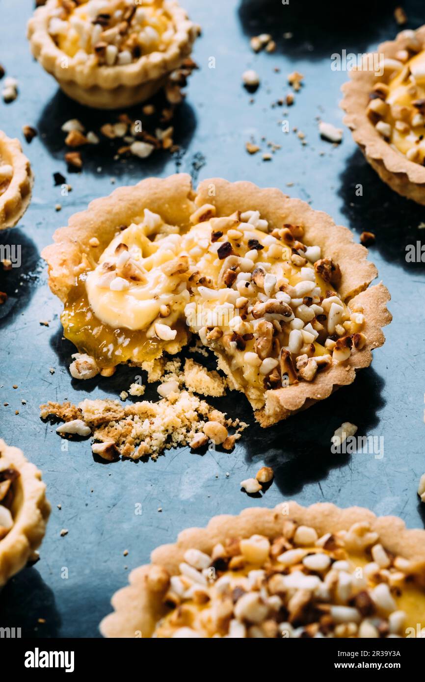 Shortcrust pastry custard tarts with a rhubarb and ginger conserve ...