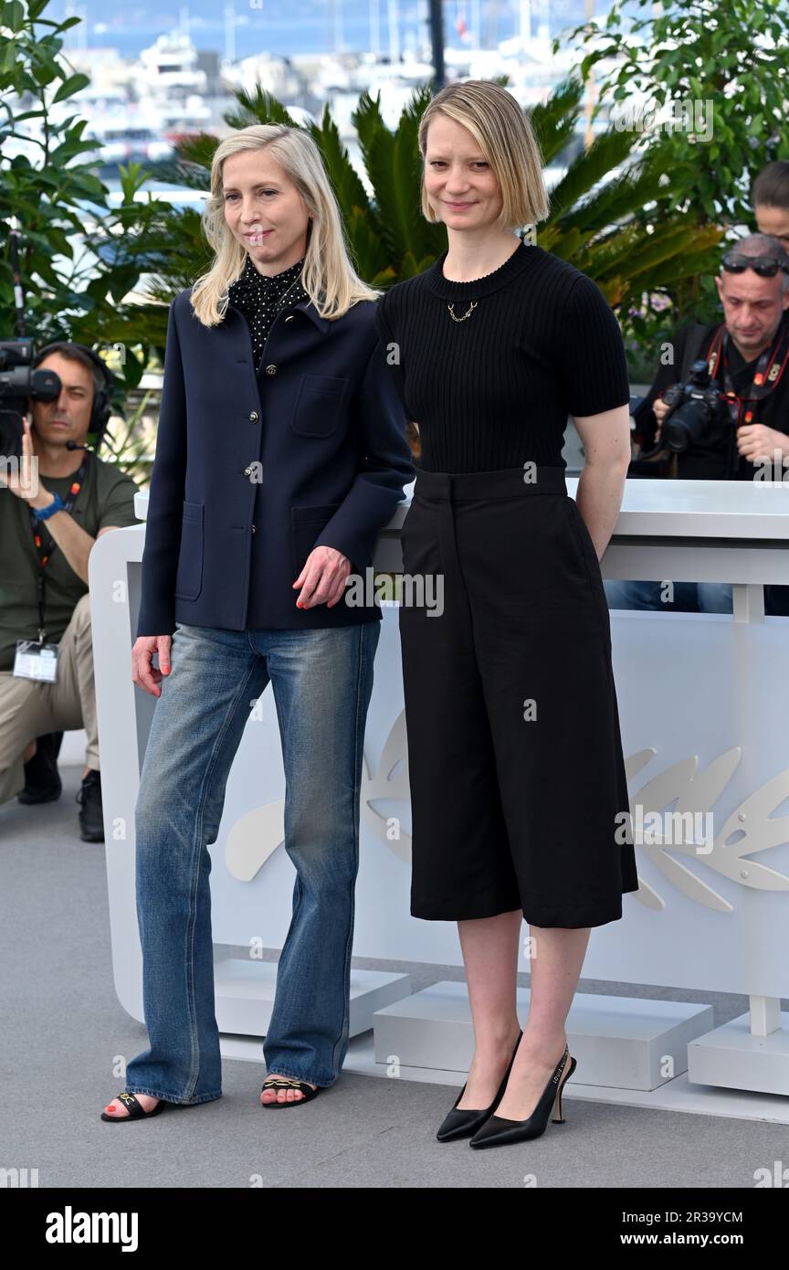 Cannes, France. 23rd May, 2023. CANNES, FRANCE. May 23, 2023: Jessica Hausner & Mia Wasikowska ...