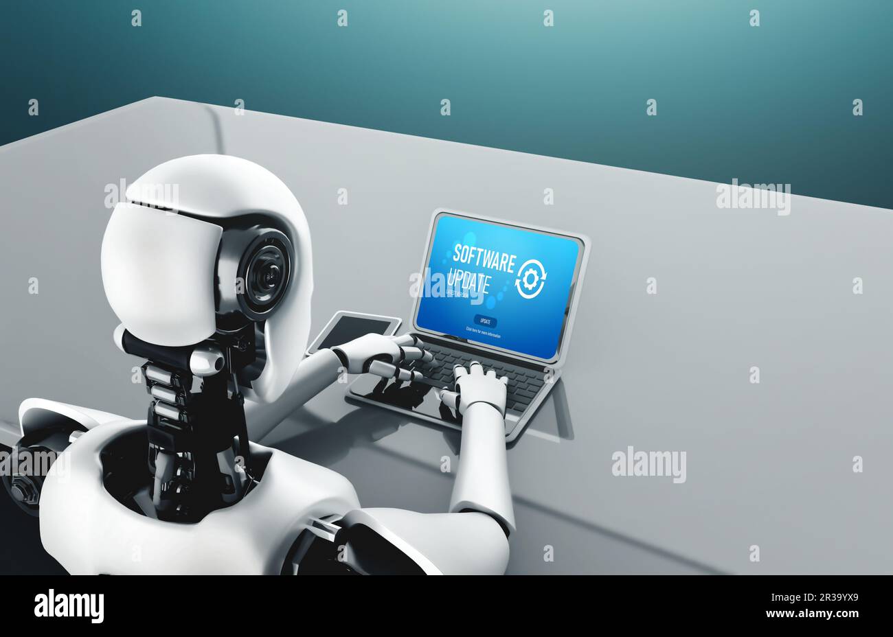 AI robot using computer modish software application. Artificial ...