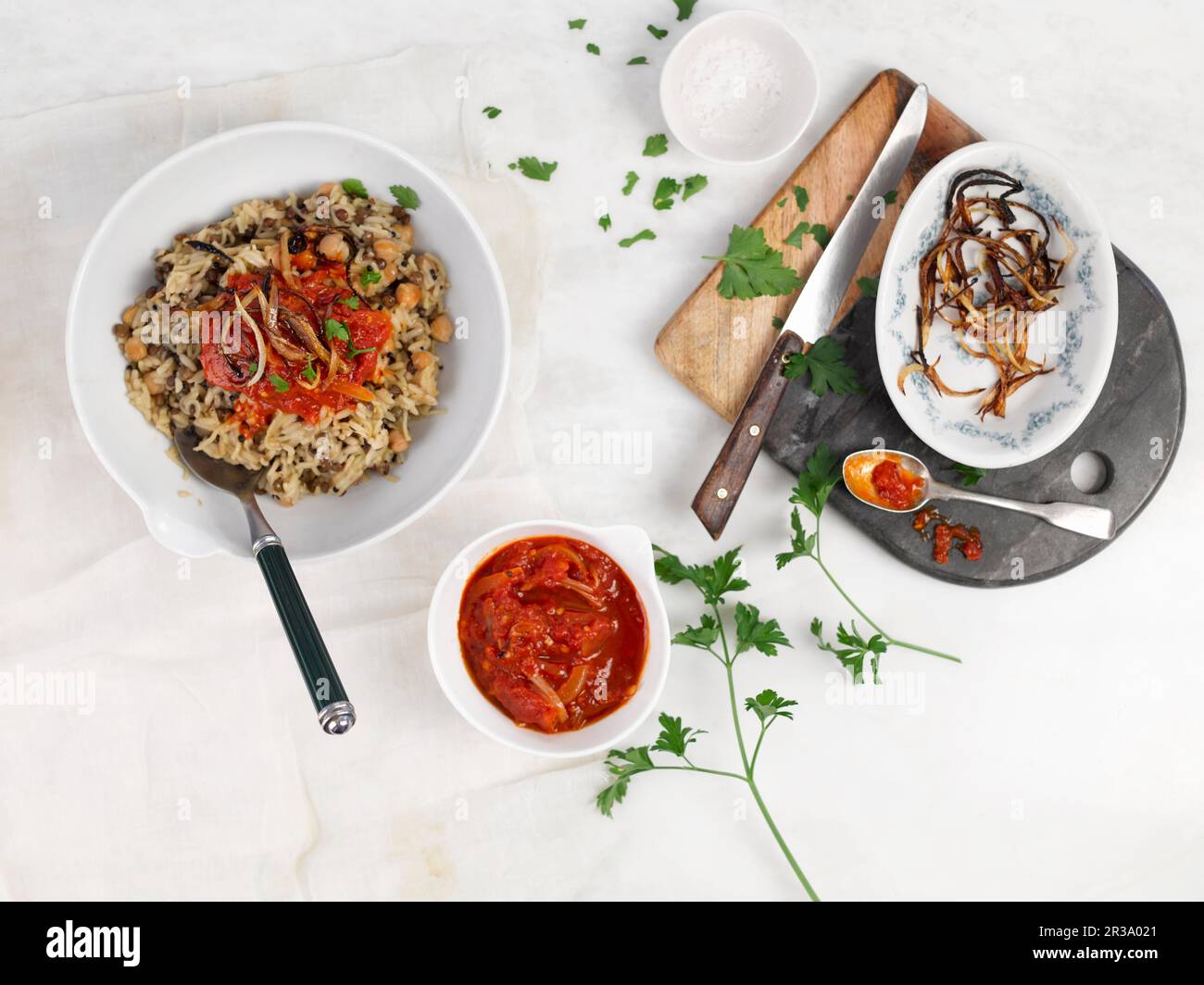 Koshari (rice with lentils and chickpeas, Egypt Stock Photo - Alamy