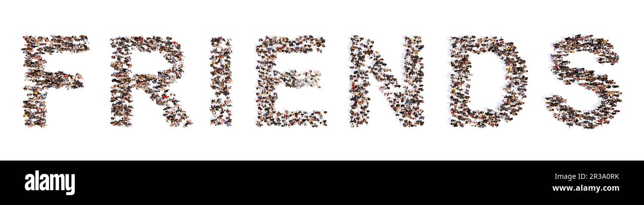 Concept conceptual large community people forming the word FRIENDS. 3d ...