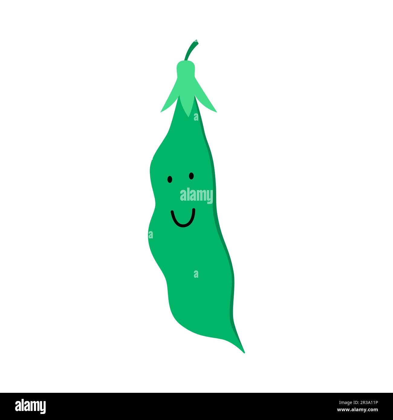 Cute, funny cartoon green pea character. Emotions. Food smilie. Vector ...