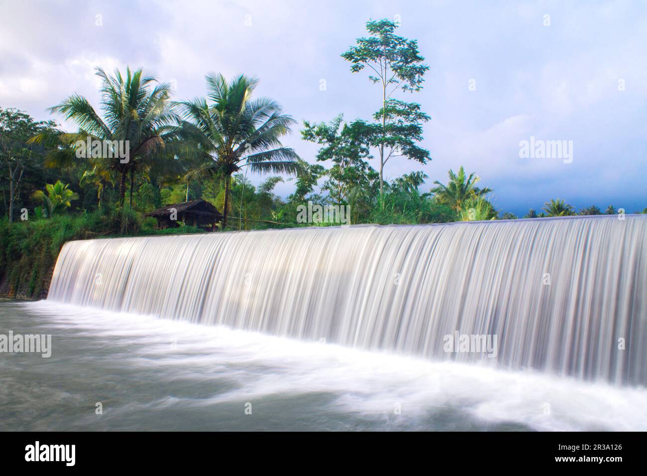 Water dam in rice fields, Cikunten Dam, Tasikmalaya, West Java ...